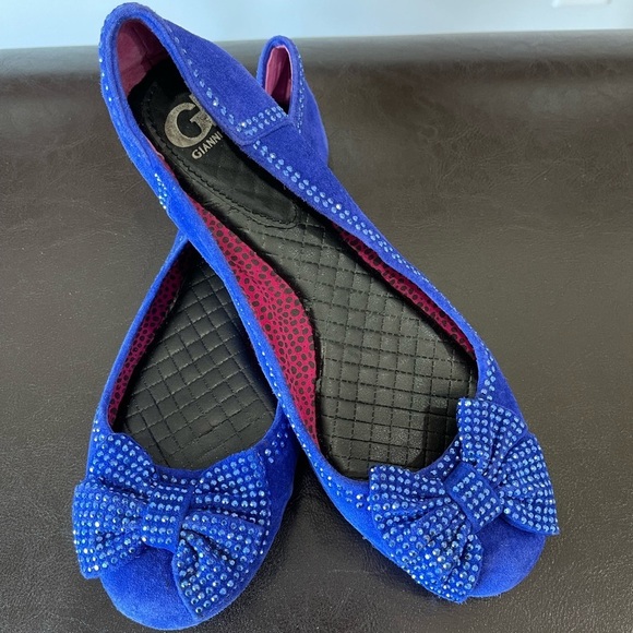 Gianni Bini | Shoes | Gianni Bini Blue Suede Leather Flats With Bow ...